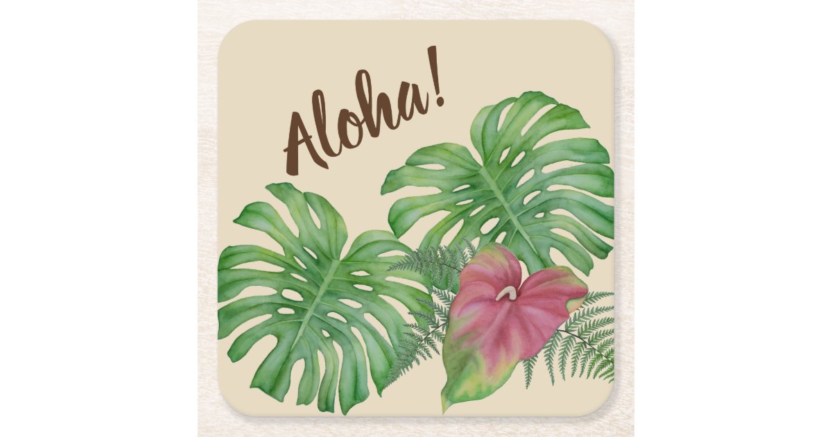 Tropical Monstera & Anthurium Aloha coasters | Zazzle