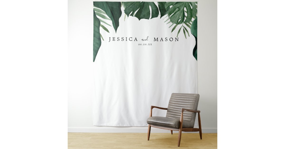 Tropical Monstera Backdrop Photo Booth | Zazzle