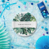 Tropical Monstera Green Foliage Bridal Shower Napk Paper Plates | Zazzle