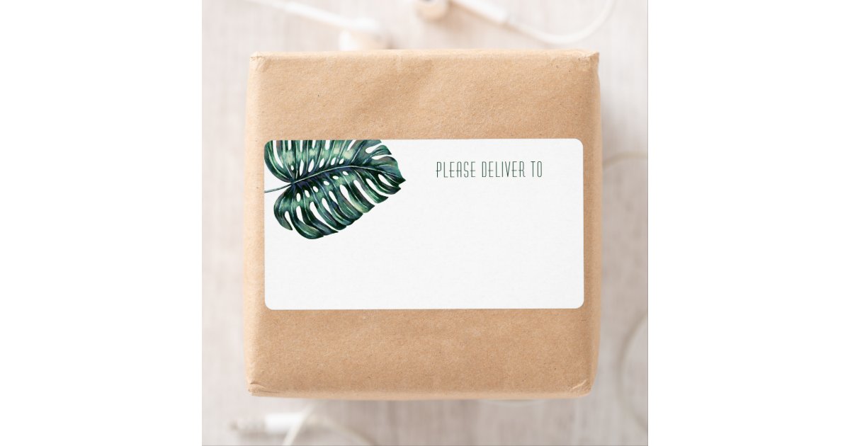 Tropical Monstera Leaf Printable Mailing Address Label | Zazzle