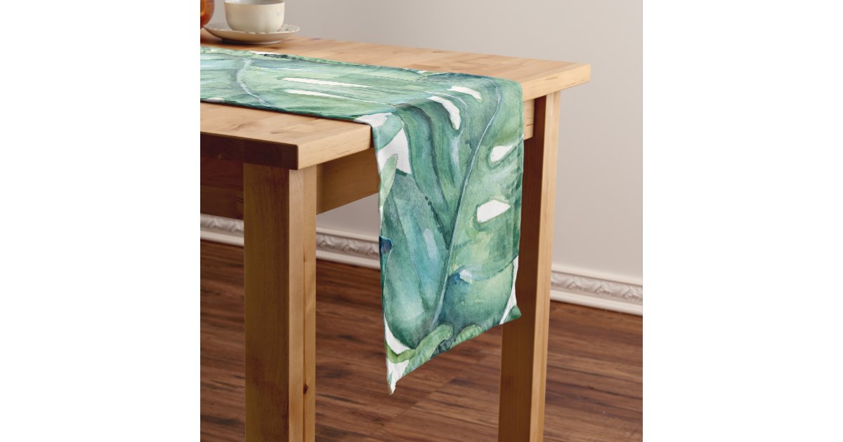 Tropical Monstera Leaf Table Runner | Zazzle