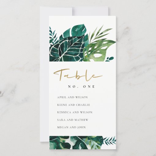 Tropical Monstera Leafy Seating Chart Table Number | Zazzle