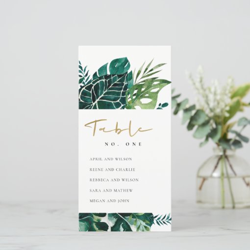 Tropical Monstera Leafy Seating Chart Table Number | Zazzle
