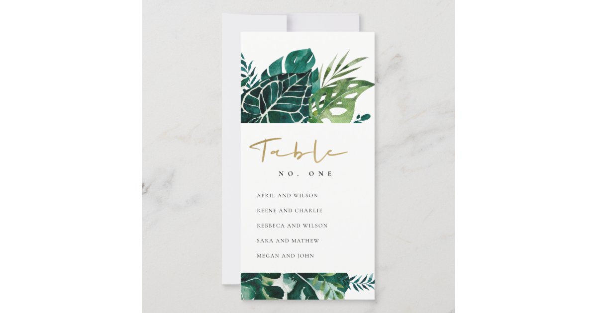 Tropical Monstera Leafy Seating Chart Table Number | Zazzle