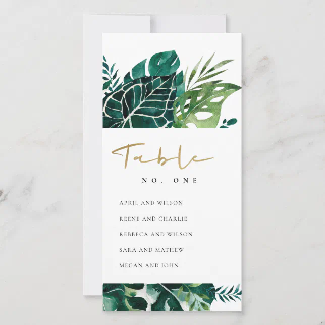Tropical Monstera Leafy Seating Chart Table Number | Zazzle