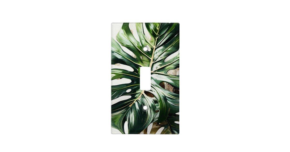 Tropical Monstera Leaves Frame Light Switch Cover | Zazzle