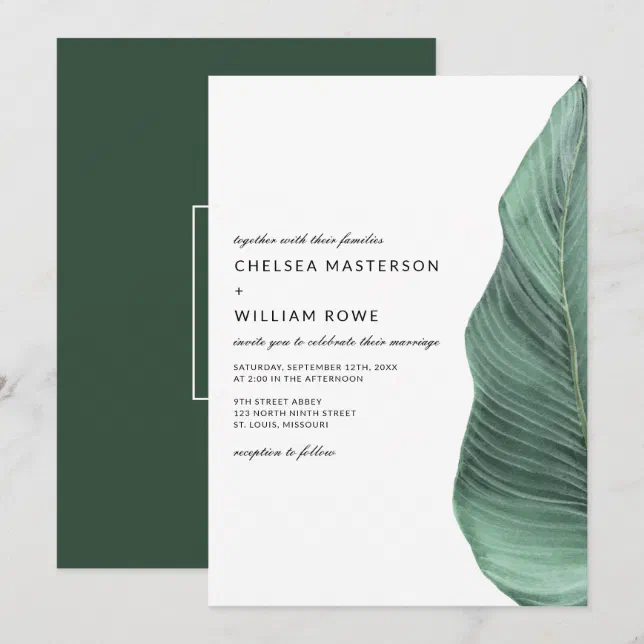 Tropical Monstera Palm Leaf Wedding Invitation | Zazzle