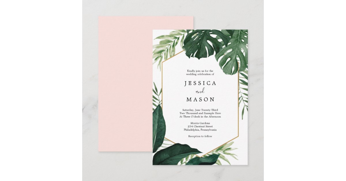 Tropical Monstera Wedding Invitation | Zazzle