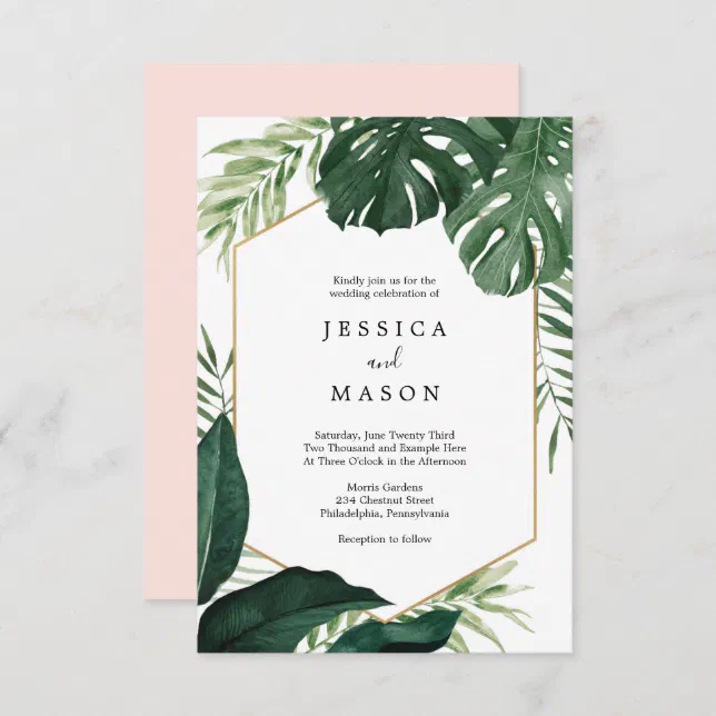 Tropical Monstera Wedding Invitation | Zazzle