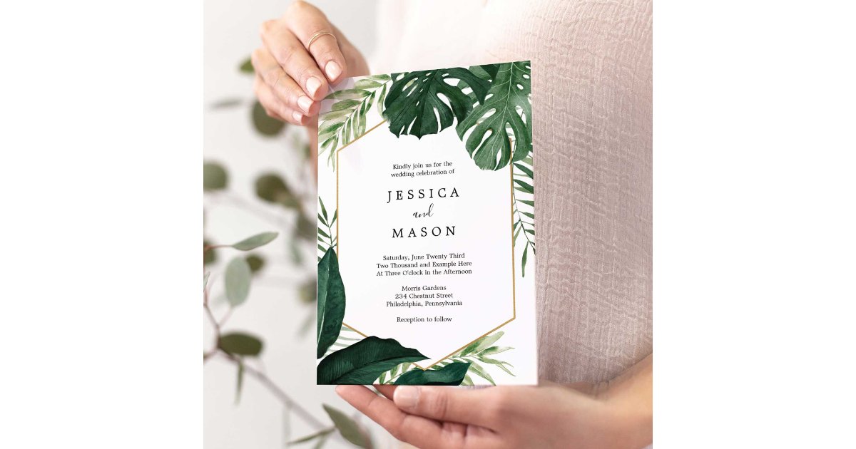 Tropical Monstera Wedding Invitation | Zazzle