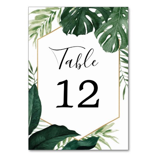 Tropical Monstera Wedding Table Numbers | Zazzle