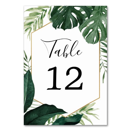 Tropical Monstera Wedding Table Numbers | Zazzle.com