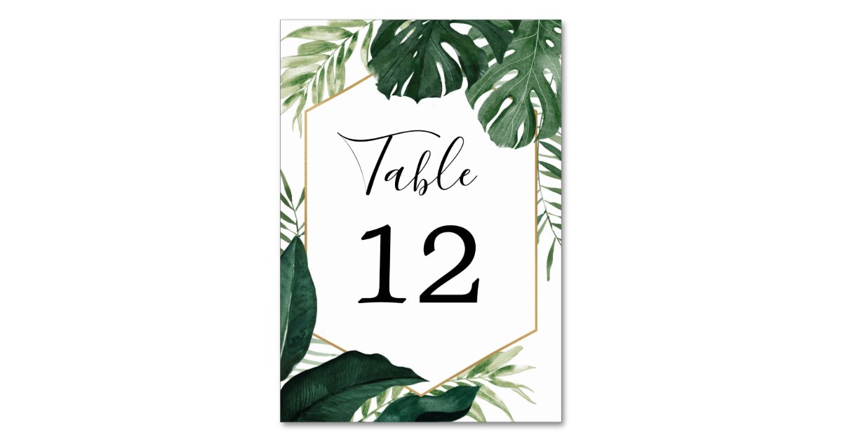 Tropical Monstera Wedding Table Numbers | Zazzle.com