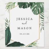 Tropical Monstera Wedding Wine Labels | Zazzle