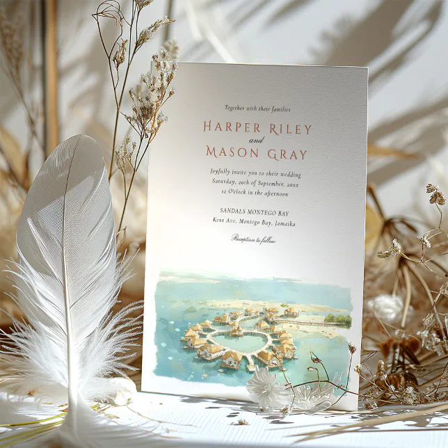 Tropical Montego Bay Overwater Bungalow Wedding Invitation | Zazzle
