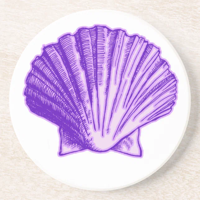 Tropical Moonlight Purple Sea Shell Stone Coaster | Zazzle