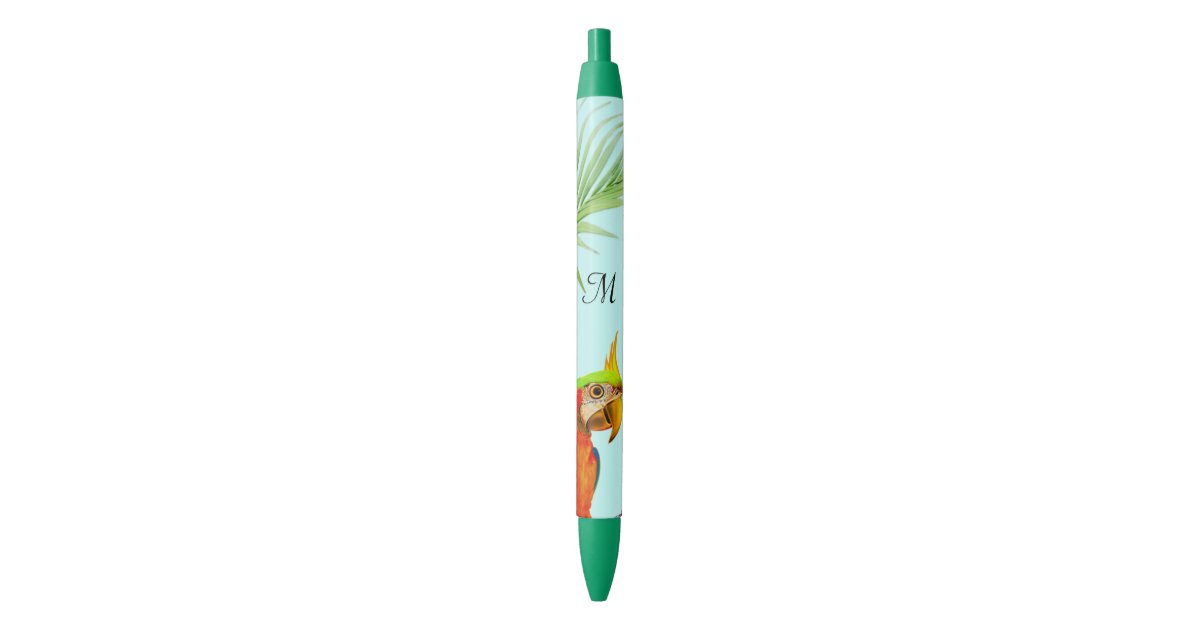 Tropical Multicolored Macaw Bird & Monogram Pen | Zazzle