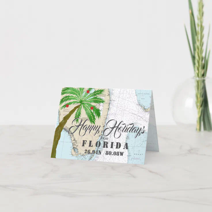Tropical Nautical Happy Holidays from Florida Holiday Card | Zazzle