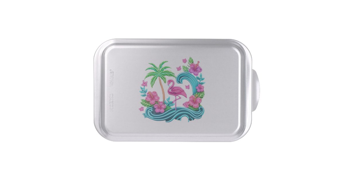 Tropical Neon Flamingo Cake Pan | Zazzle