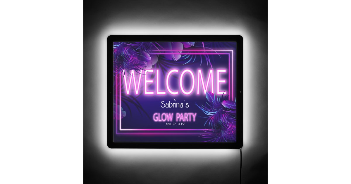 Tropical Neon Glow Party Sign | Zazzle
