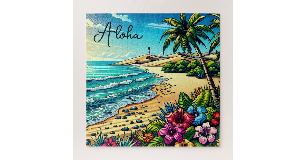 Tropical Ocean Aloha Vacation Jigsaw Puzzle | Zazzle
