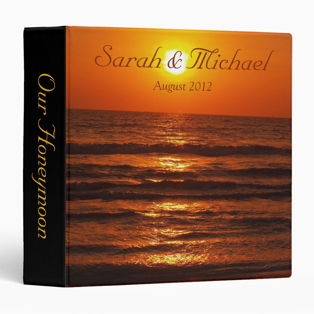 Tropical Ocean Beach Sunset Honeymoon Binder | Zazzle