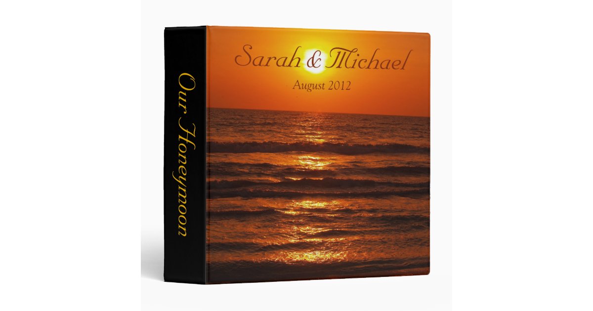Tropical Ocean Beach Sunset Honeymoon Binder | Zazzle