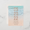 Tropical Ocean & Sandy Beach Save the Date Foil Invitation Postcard ...