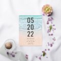 Tropical Ocean & Sandy Beach Save the Date Foil Invitation Postcard ...