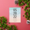 Tropical Ocean & Sandy Beach Save the Date Foil Invitation Postcard ...