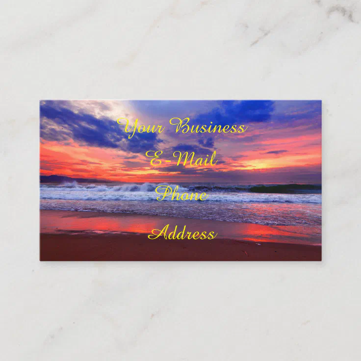 Tropical Ocean Sunset Business Card | Zazzle
