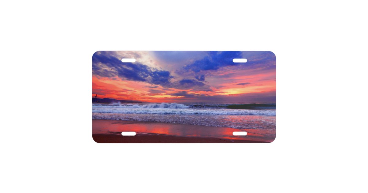 Tropical Ocean Sunset License Plate | Zazzle