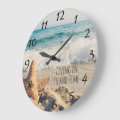 Tropical Ocean View Beach Life Starfish Waves Large Clock | Zazzle