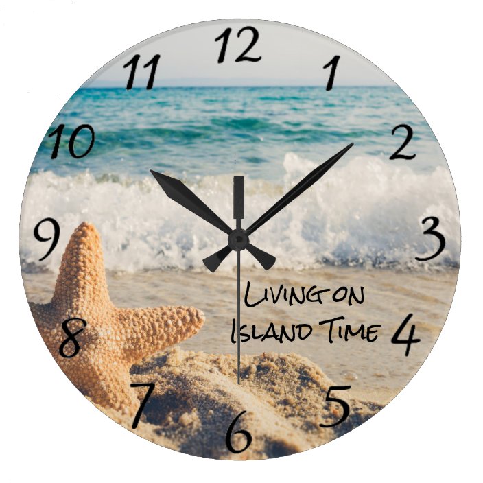 Tropical Ocean View Beach Life Starfish Waves Large Clock | Zazzle.com
