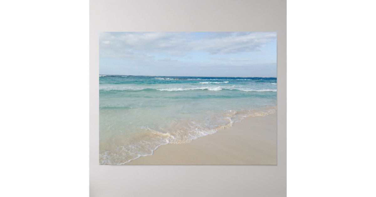 Tropical Ocean Waves and Sandy Beach Poster | Zazzle