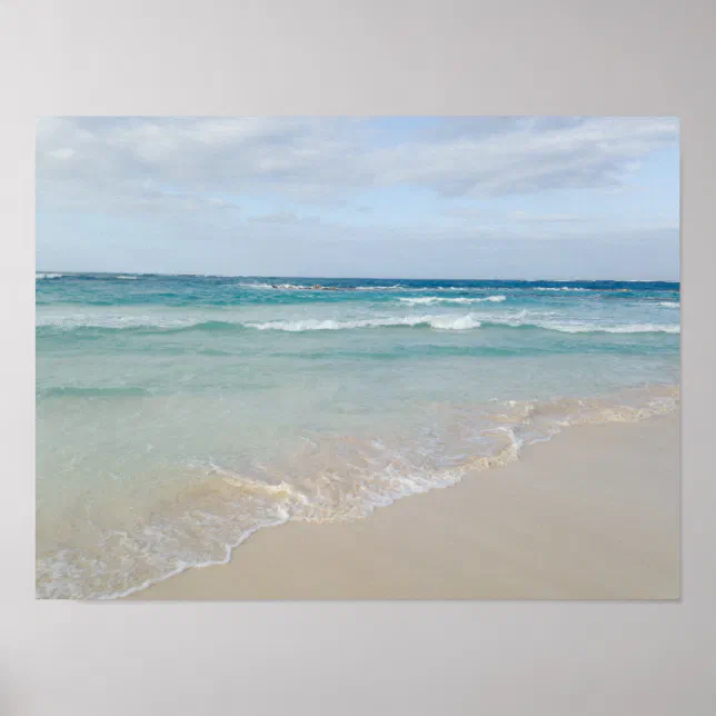 Tropical Ocean Waves and Sandy Beach Poster | Zazzle