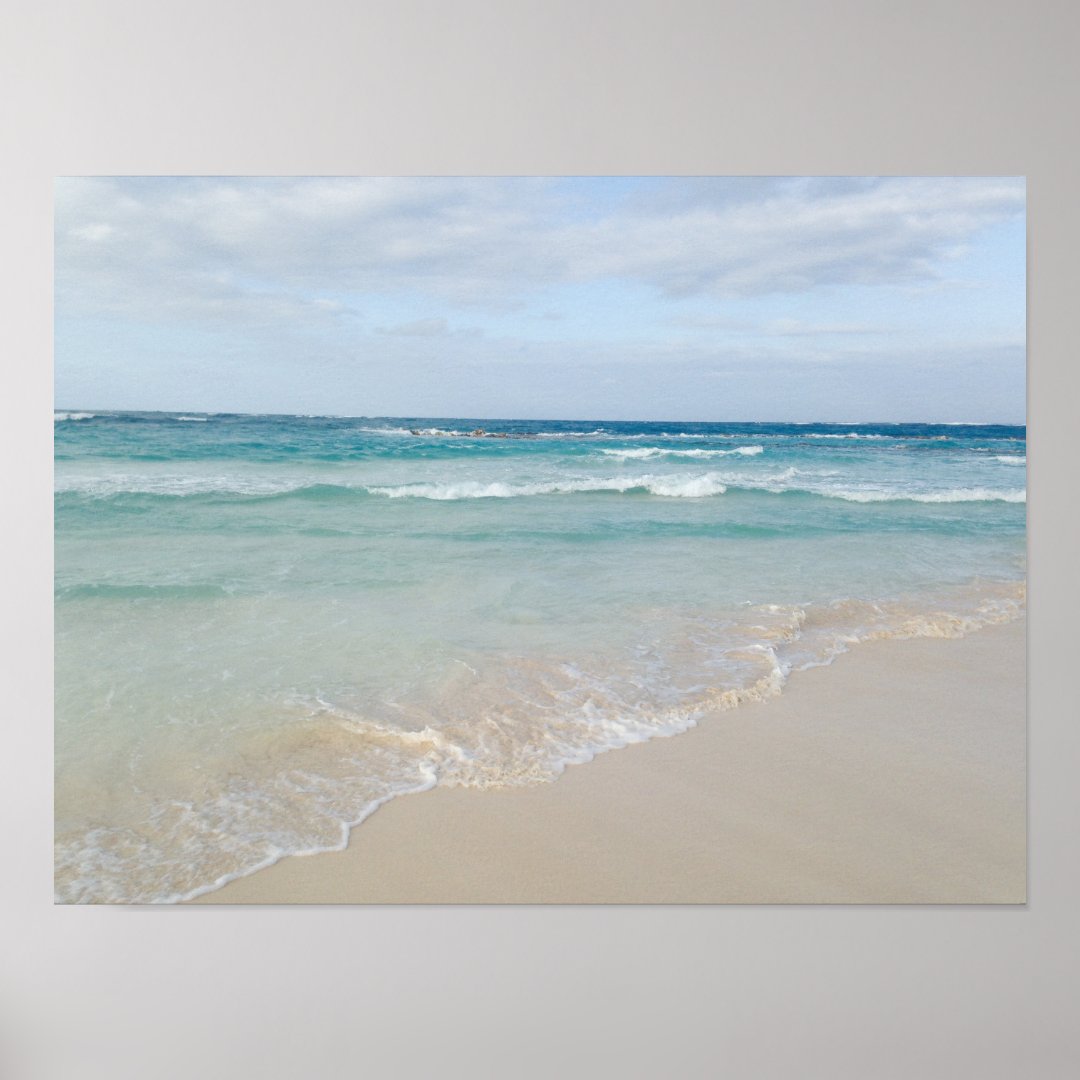 Tropical Ocean Waves and Sandy Beach Poster | Zazzle