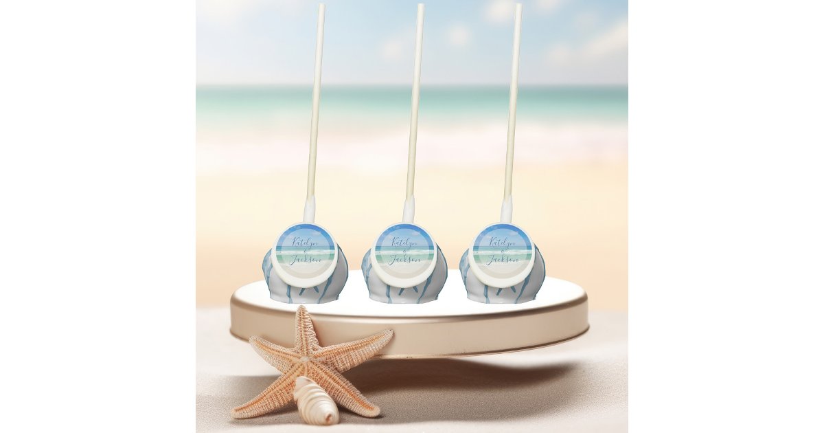 Tropical Ocean Waves Photography Beach Wedding Cake Pops | Zazzle