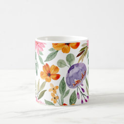 Tropical Orange Yellow Pink Lilac Floral Pattern Coffee Mug | Zazzle