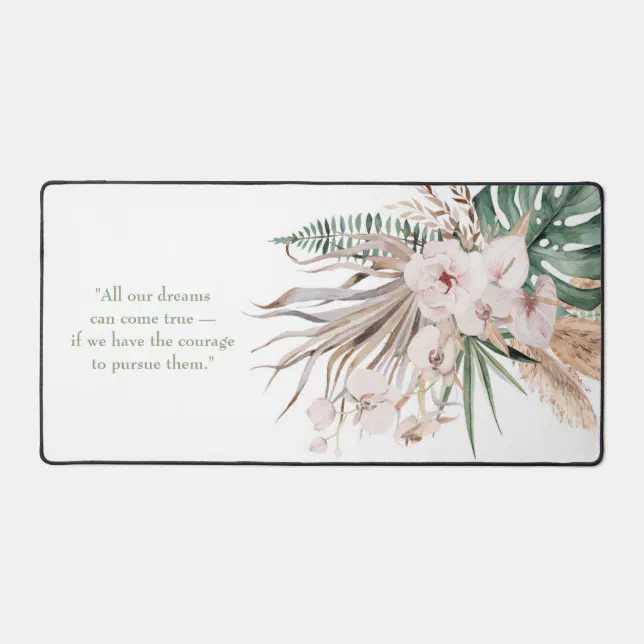 Tropical Orchid with Monstera Custom Quote Desk Mat | Zazzle