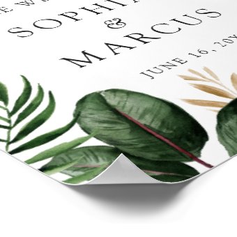 Tropical Palm Banana Leaf Greenery Modern Welcome Poster | Zazzle