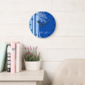 Tropical Palm; Blue & White Stripes Large Clock | Zazzle