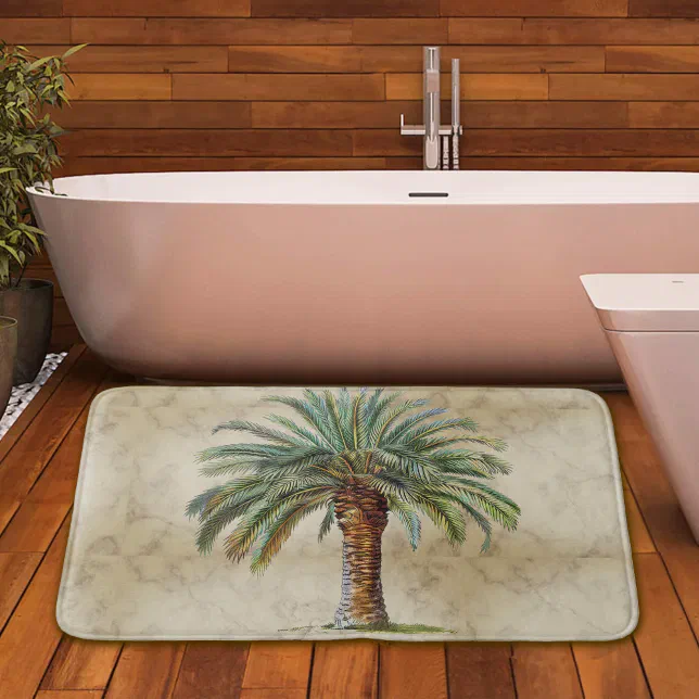 Tropical Palm Date Tree Vintage Elegant Bath Mat | Zazzle