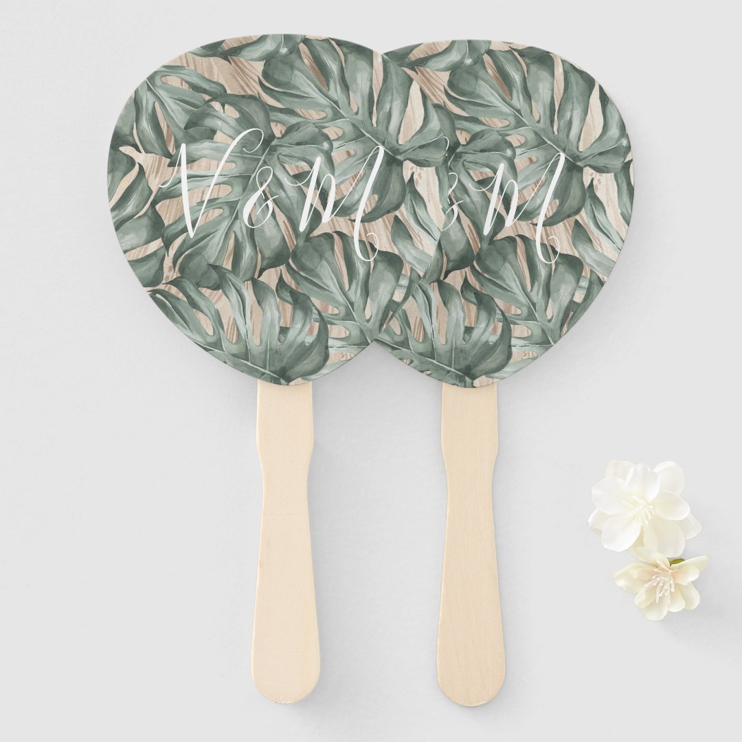 tropical palm leaf frond hand fan | Zazzle