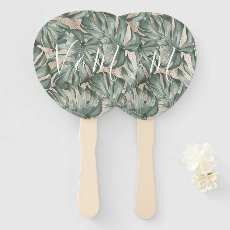 tropical palm leaf frond hand fan | Zazzle