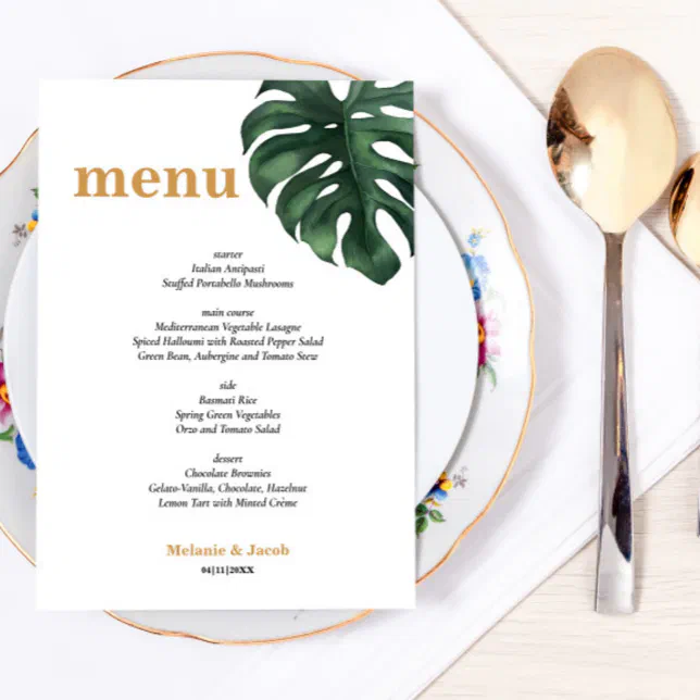 Tropical Palm Leaf Menu Card | Zazzle