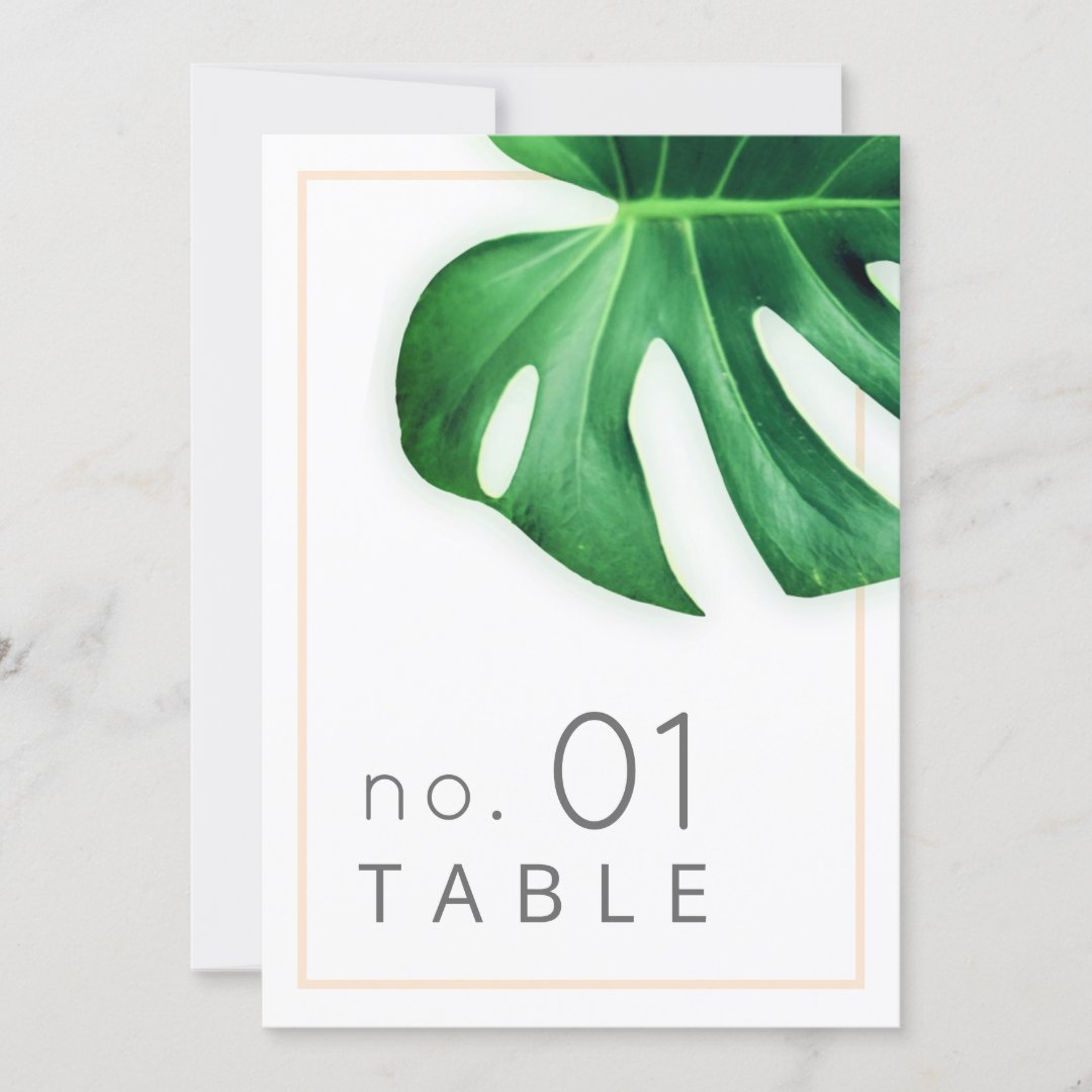 Tropical Palm Leaf Minimalist Table Number | Zazzle