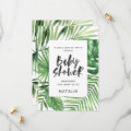 Tropical palm leaf script virtual baby shower save the date | Zazzle