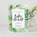 Tropical palm leaf script virtual baby shower save the date | Zazzle