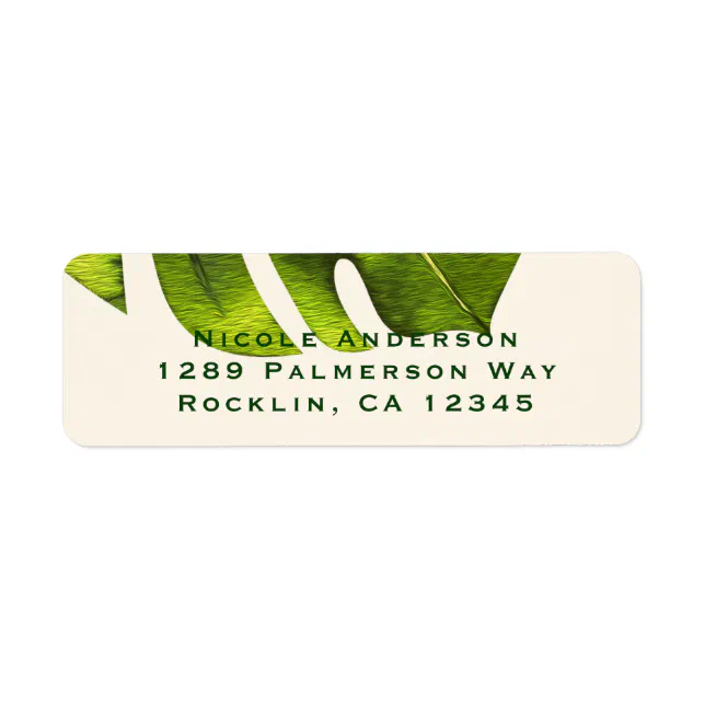 Tropical Palm Leaf Summer Elegant Modern Wedding Label | Zazzle